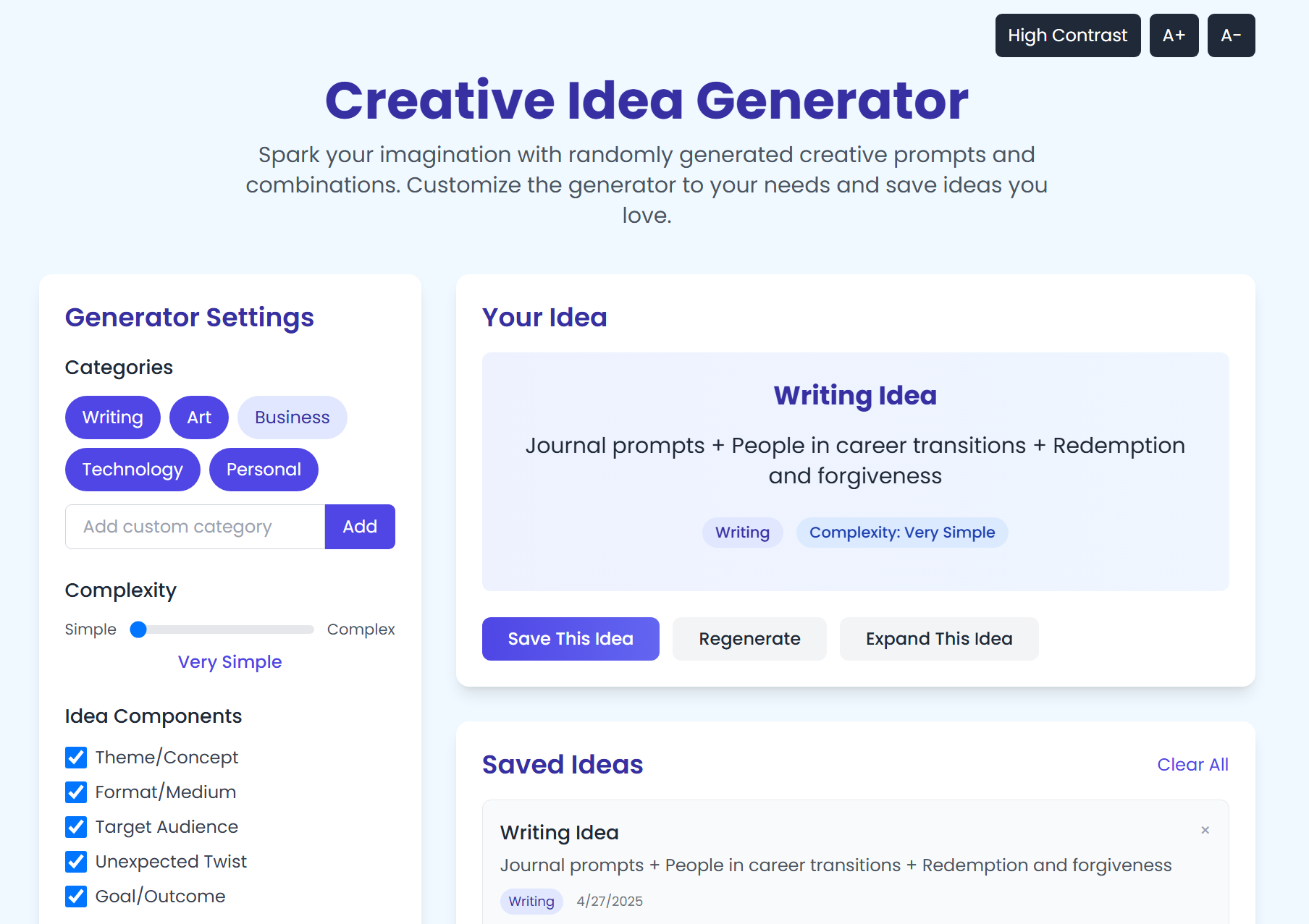 Creative Idea Generator – Appsessive Compulsive
